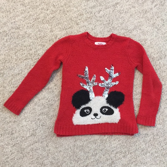 Justice | Shirts & Tops | Justice Panda Sweater With Flip Sequins Girls ...
